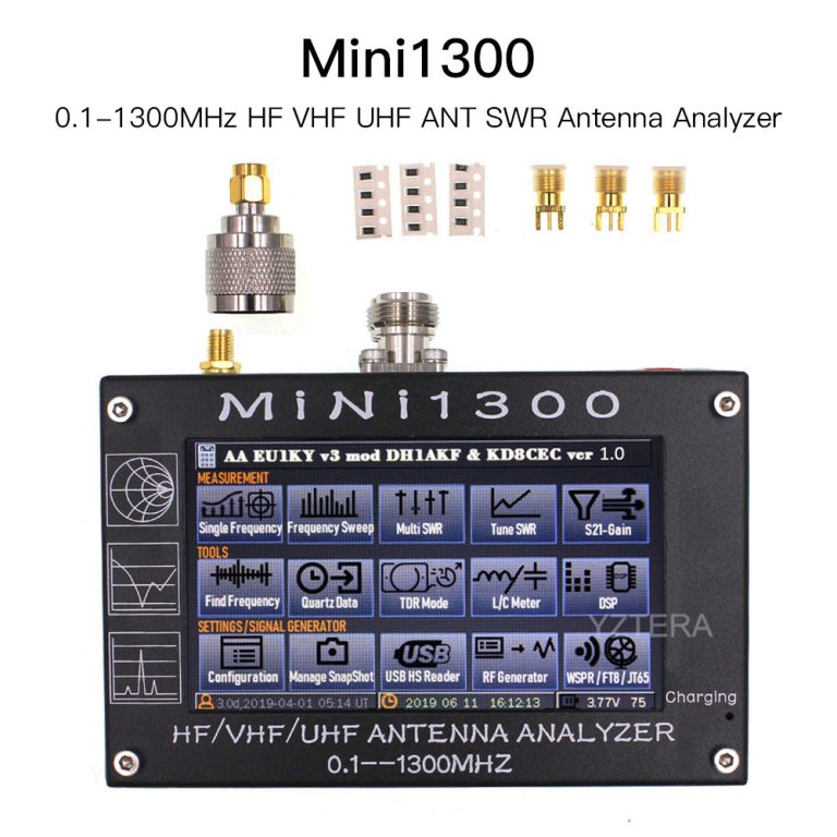 New Upgrade Mini1300 0.1-1300MHz HF VHF UHF ANT SWR Antenna Analyzer 4 ...