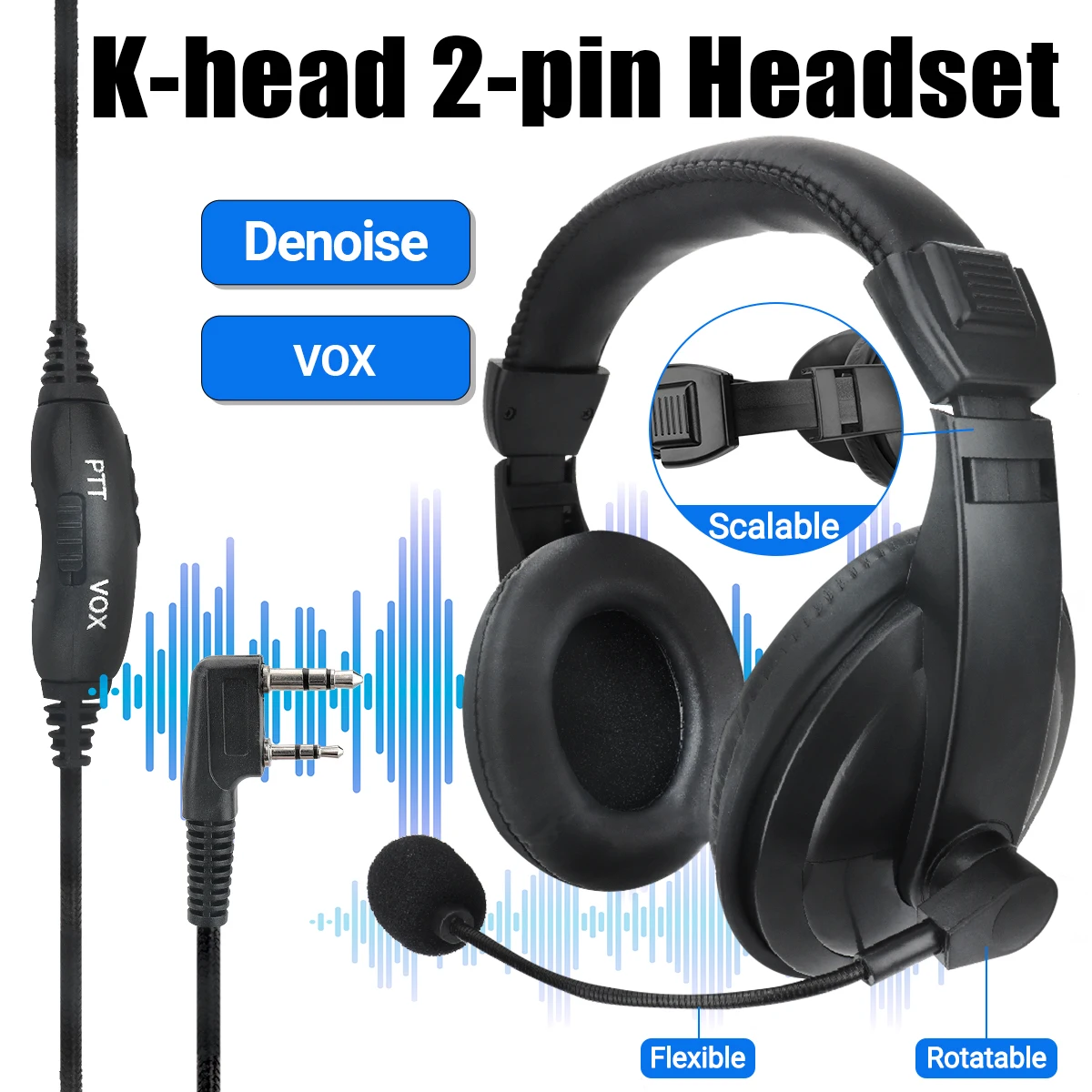 PTT VOX MIC Flexible Earphone Two Way Radio Headset for Baofeng UV-21 ...